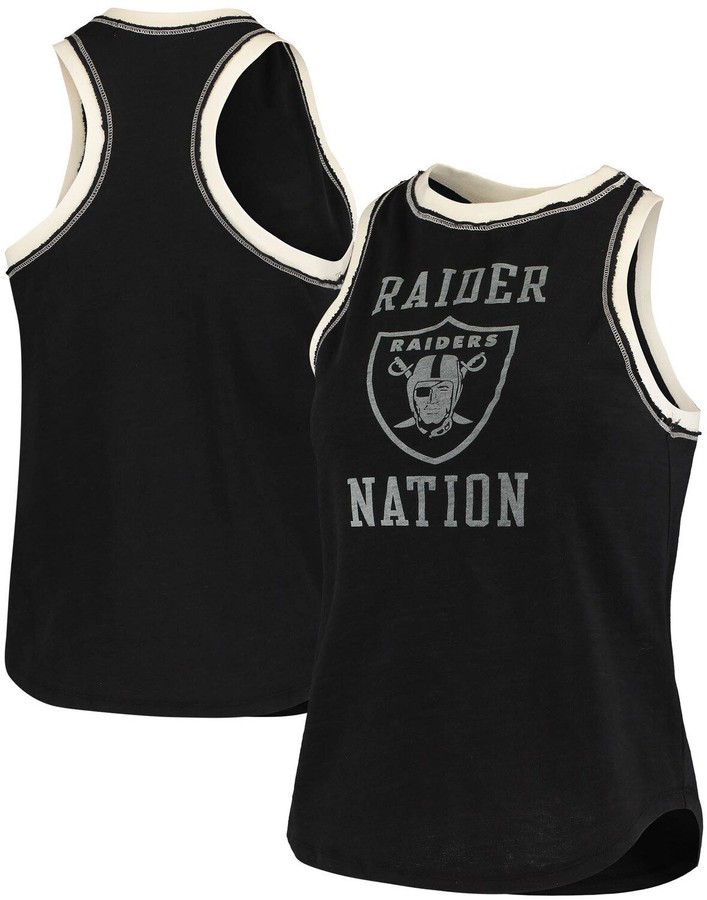 Women's Junk Food Gray Las Vegas Raiders Throwback Touchdown Tank Top ...