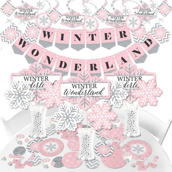 Big Dot of Happiness Pink Winter Wonderland - Holiday Snowflake ...