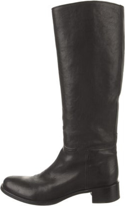 Prada Leather Riding Boots - ShopStyle