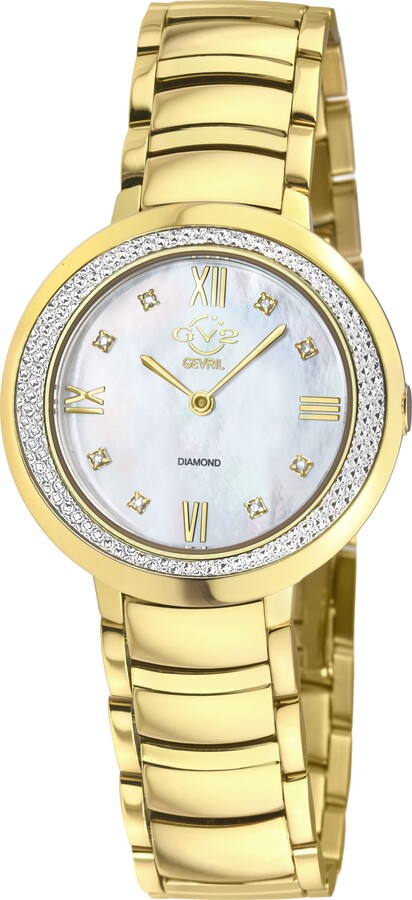 GV2 Amalfi Women's Swiss Quartz Diamond White MOP Dial Gold Great Deal