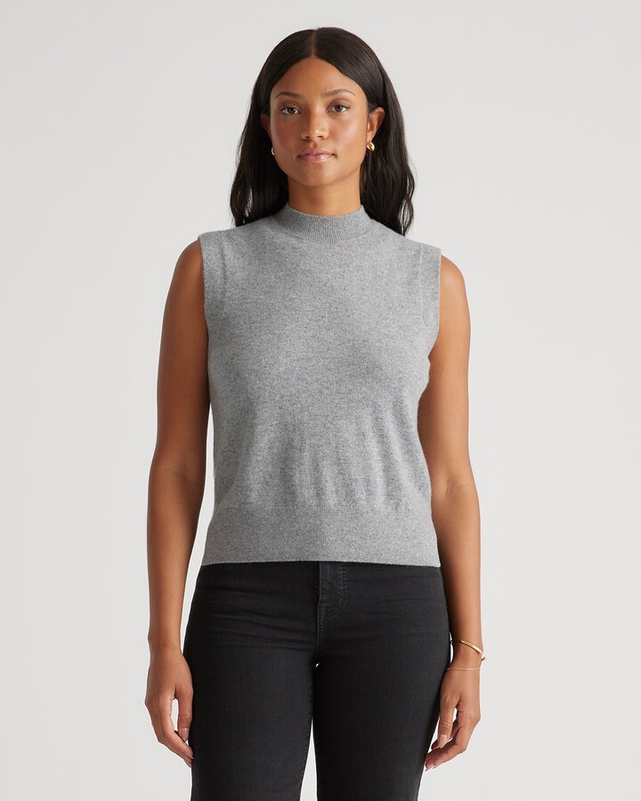 Quince Mongolian Cashmere Mock Neck Sweater Vest - ShopStyle