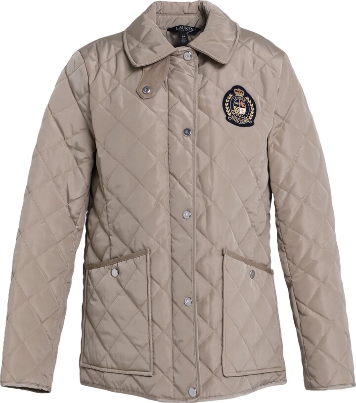 Lauren Ralph Lauren Crest-patch Quilted Jacket Down Jacket Sand - ShopStyle