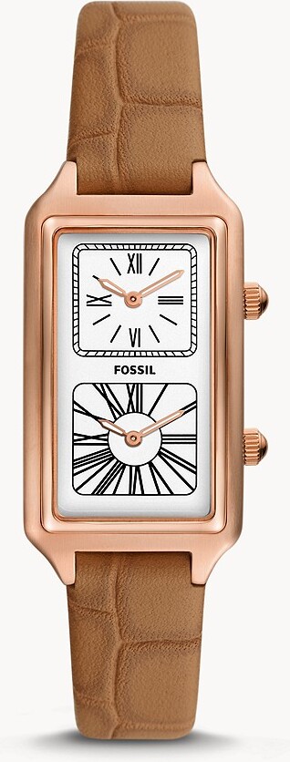 Fossil Raquel Dual Time Brown Sugar Eco Leather Watch - ShopStyle