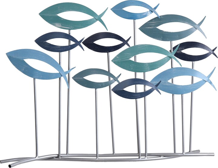 Stylecraft Ocean School - Metal Table Top Abstract Sculpture Of Fish In ...