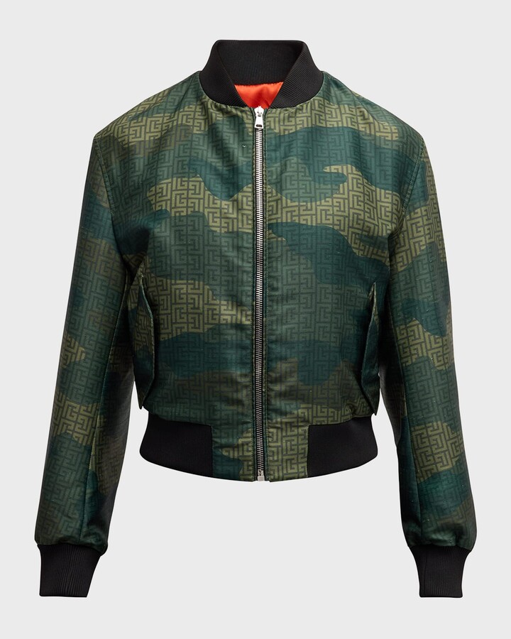 Balmain Men's Camo Monogram Shantung Bomber Jacket - ShopStyle