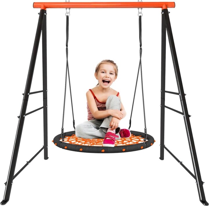 Slickblue Heavy-Duty Metal Swing Set Frame – 880 lbs A-Frame Swing ...