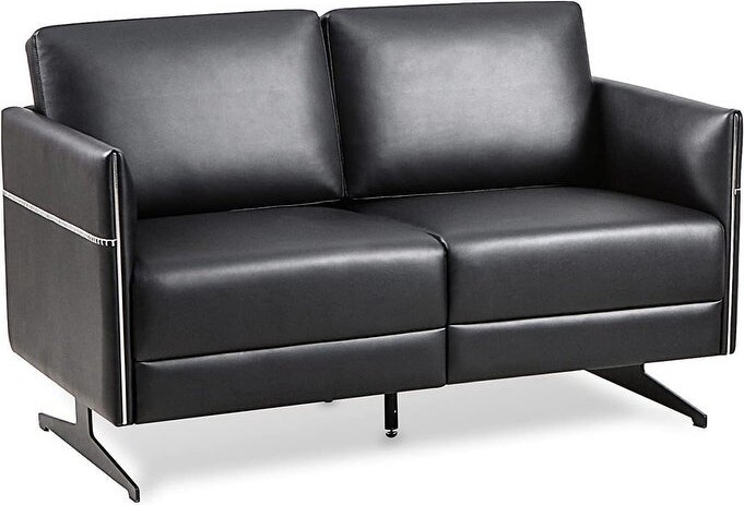 Accent Chair Loveseat Couch Sofa Upholstered Faux Leather Ergonomic Lumbar Support Cubic Waiting ...