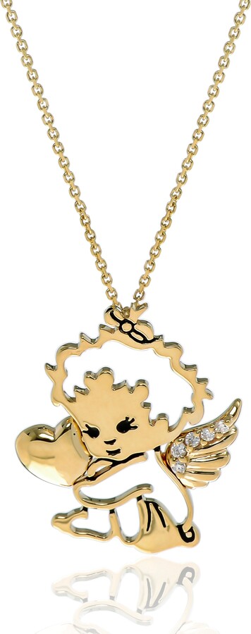 Minu by Giovanni Ferraris 18K Yellow Gold Diamond Angel with Polished ...