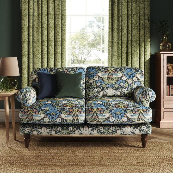 Dunelm Jolene William Morris Strawberry Thief Print Velvet 2 Seater ...