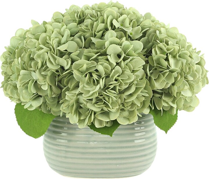 Creative Displays Green Hydrangea Arrangement In Ceramic Vase - ShopStyle