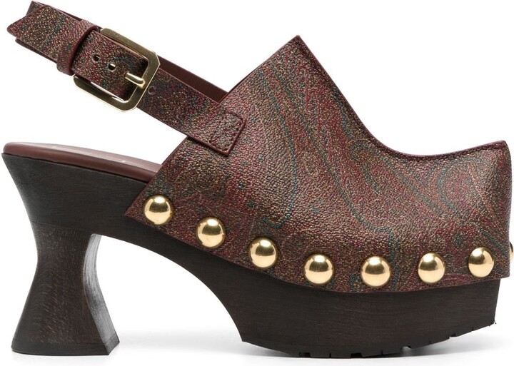 Etro Paisley-Print Leather Clogs - ShopStyle