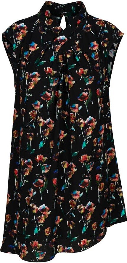 Ethereal London Zaria Black Rose High Neck Blouse - ShopStyle