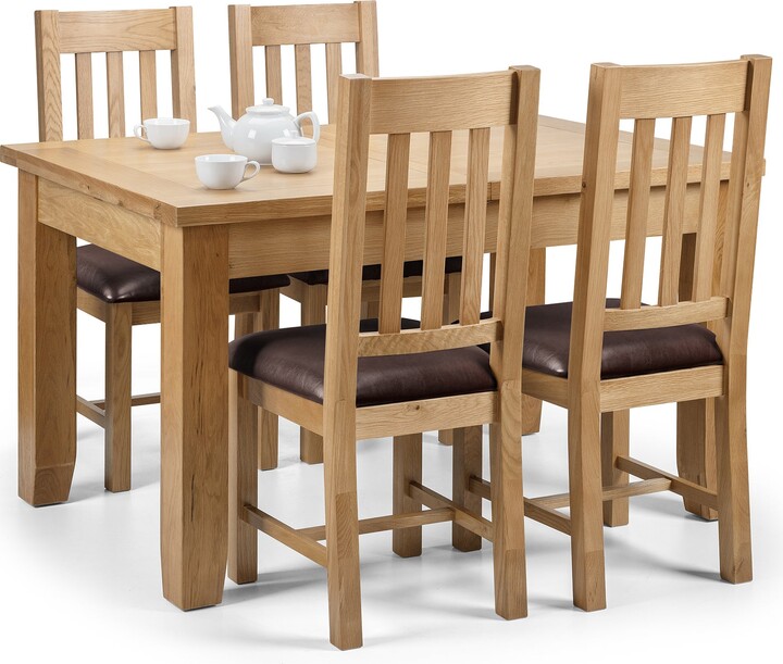 Dunelm Astoria Rectangular Extendable Dining Table with 4 Chairs, Solid ...