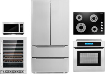 Cosmo 5 Piece Kitchen Package with French Door Refrigerator & 30 ...