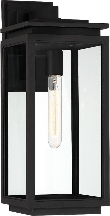 Possini Euro Design Modern Outdoor Wall Light Fixture Matte Black 18 ...