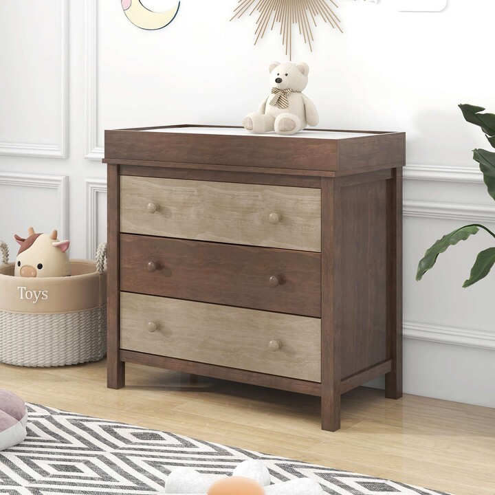 BEYONDHOME 3-Drawer Changer Dresser with Removable Changing Tray ...