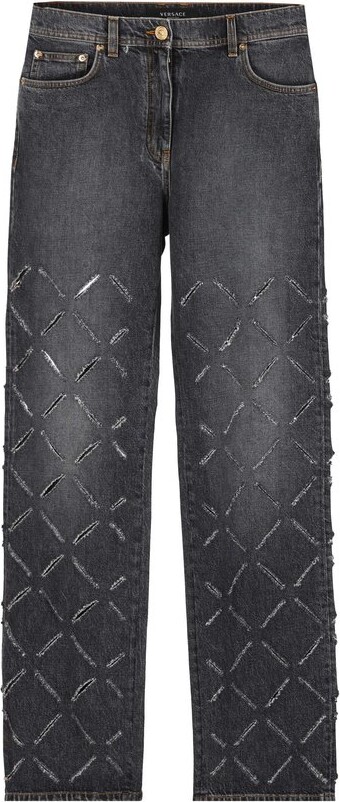Versace Slashed Wide Leg Jeans - ShopStyle