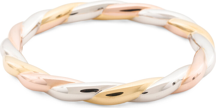 Milor Gold Made In Italy 14k Gold Tri-color Twist Bangle Bracelet ...