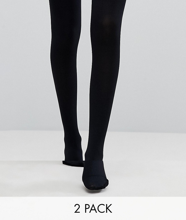 ASOS DESIGN 2 pack 120 denier black tights - ShopStyle Hosiery