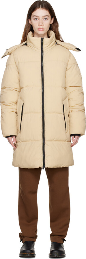 The Very Warm Beige Long Hooded Puffer Jacket - ShopStyle