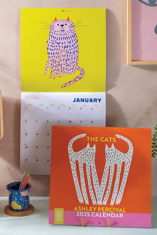 Good Tuesday 2025 Calendar The Cats Artist Collab with Ashley Pervical - Large Square ...