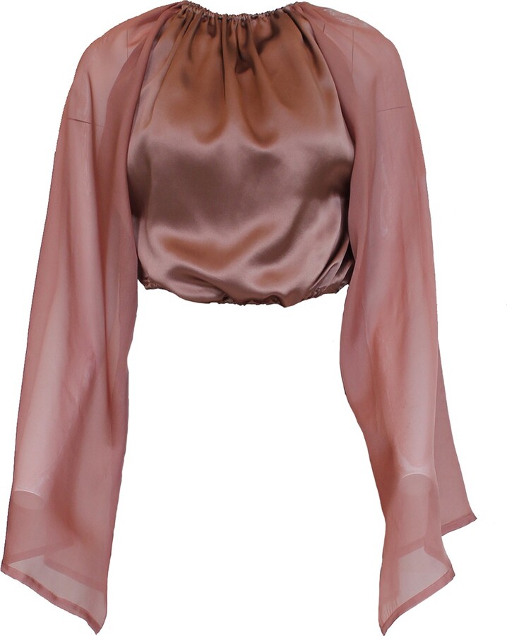 Olivia Darcy - Cape Sleeve Halter Copper - ShopStyle Tops