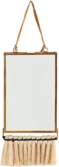 Madam Stoltz Small Rectangular Hanging Mirror with Fringe - ShopStyle