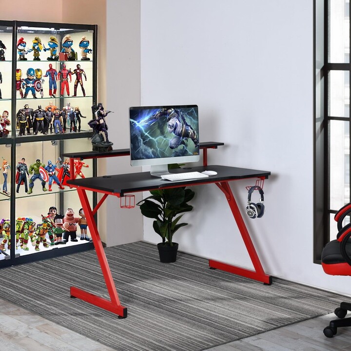 Homy Casa Modern Industrial Metal Gaming Desk with Shelf - ShopStyle