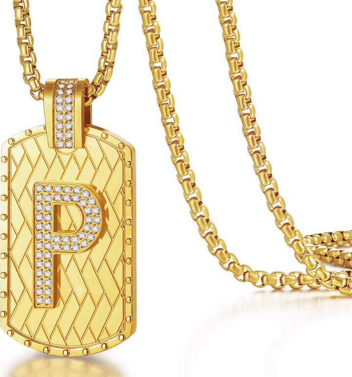 CDE Initial Letter P Necklace for Men Jewellery Bling Alphabet Capital ...