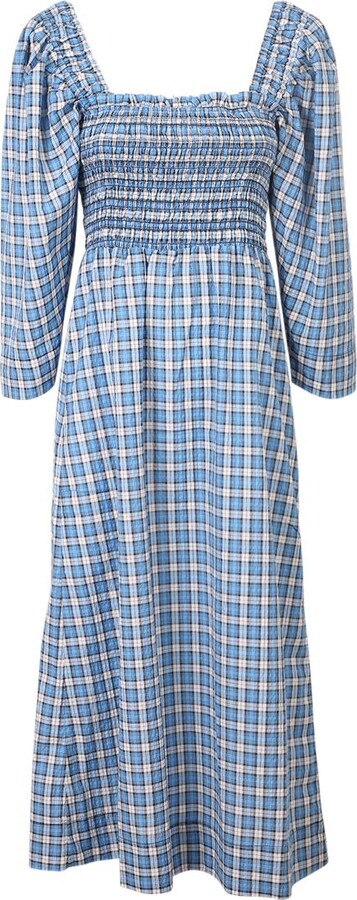 Ganni Check Midi Dress - ShopStyle