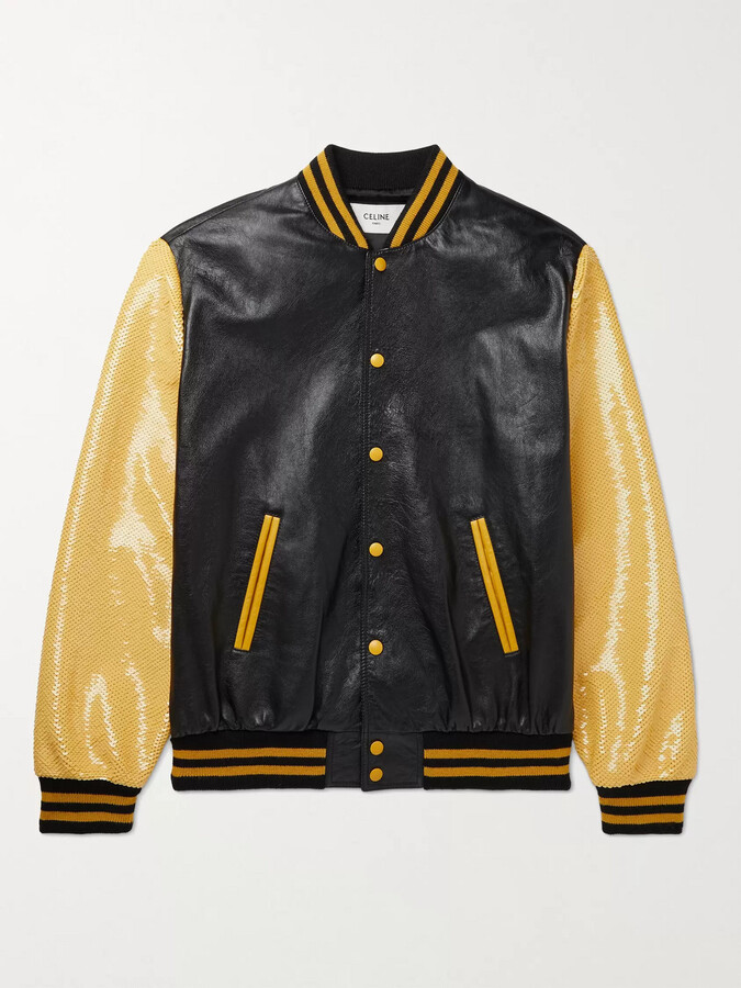 Celine Homme Slim-Fit Sequin-Embellished Leather Bomber Jacket - ShopStyle