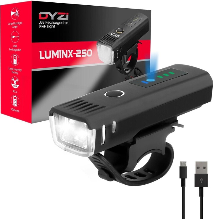 Dyzi USB Rechargeable Bike Front Light: 4 Modes, Daylight Sensor ...