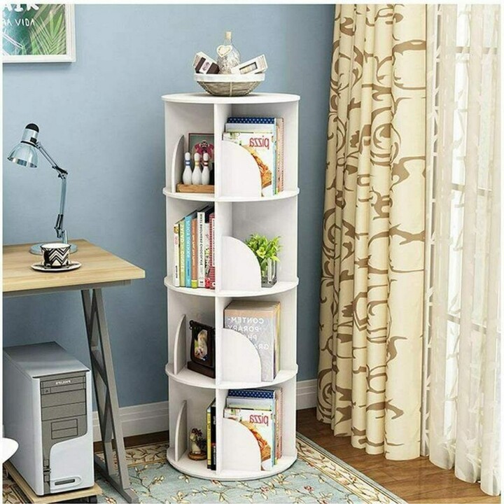 HighlanderHome 360-degree 4 Tier Revolving Book Shelf with Dolphin ...