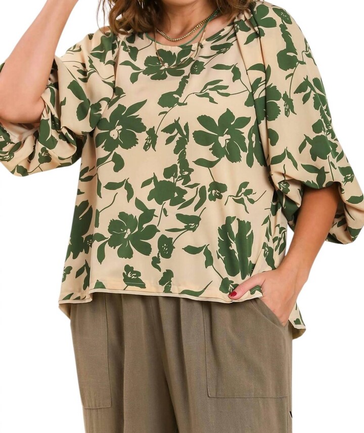 umgee Plus Size Floral Boatneck Top In Vanilla Mix - ShopStyle