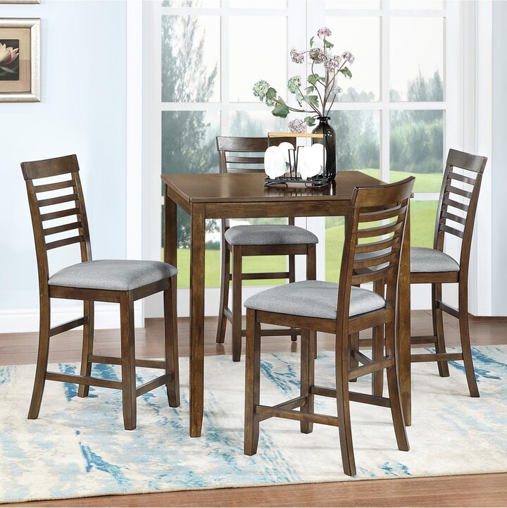 Simplie Fun 5 Piece Dining Table Set, Wooden Dining Square Table Set ...