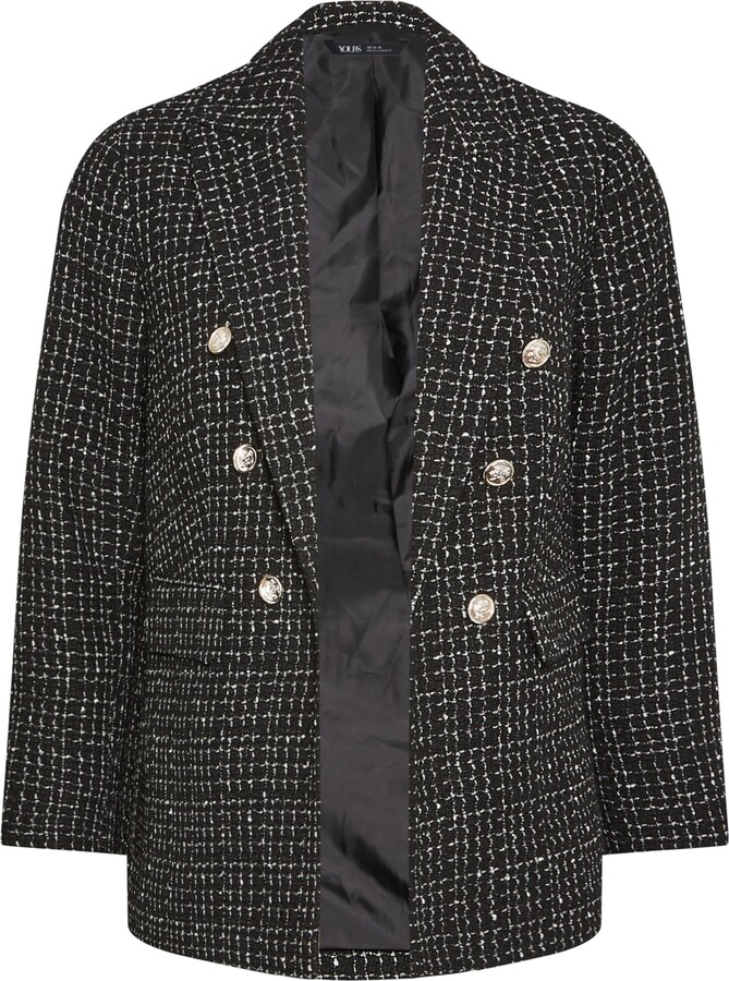 Yours Curve Metallic Boucle Blazer - Women's - Plus Size Curve Black ...