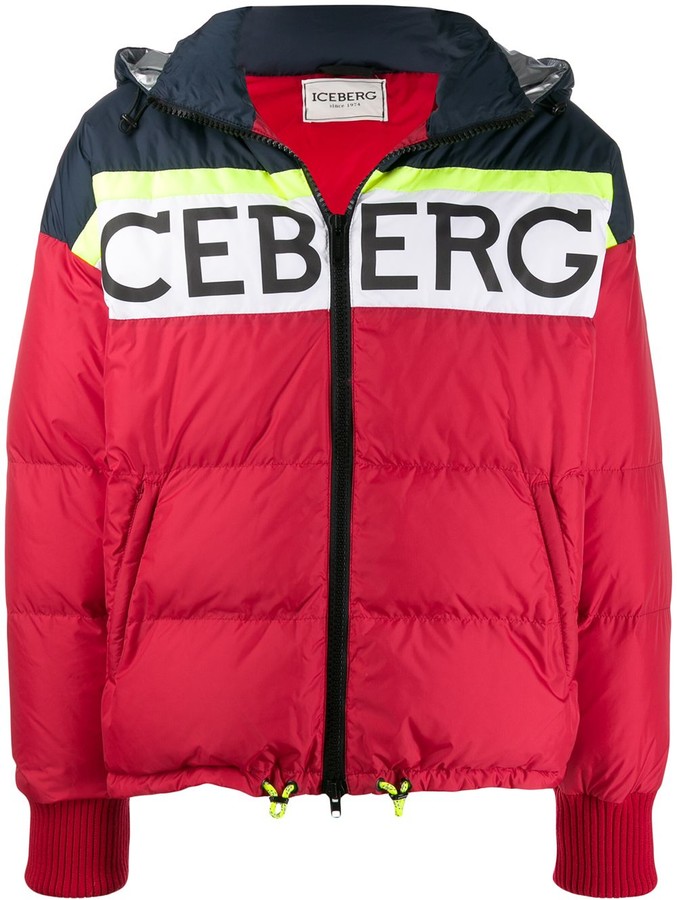 Iceberg Logo Padded Hooded Jacket - ShopStyle Outerwear