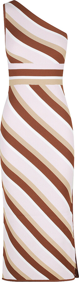 St Cloud Label St Tropez One Shoulder Knit Dress - Neapolitan Stripe ...