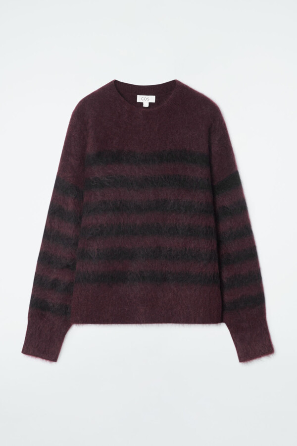 COS Striped Brushed-Mohair Crew-Neck Sweater - ShopStyle