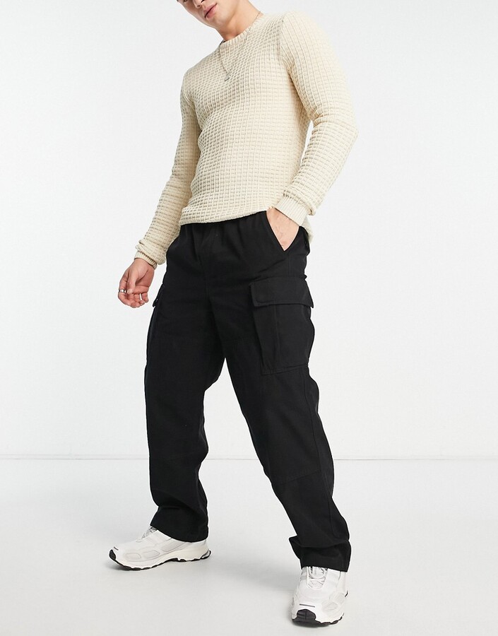Weekday joshua wide cargo pants in black - ShopStyle Chinos & Khakis