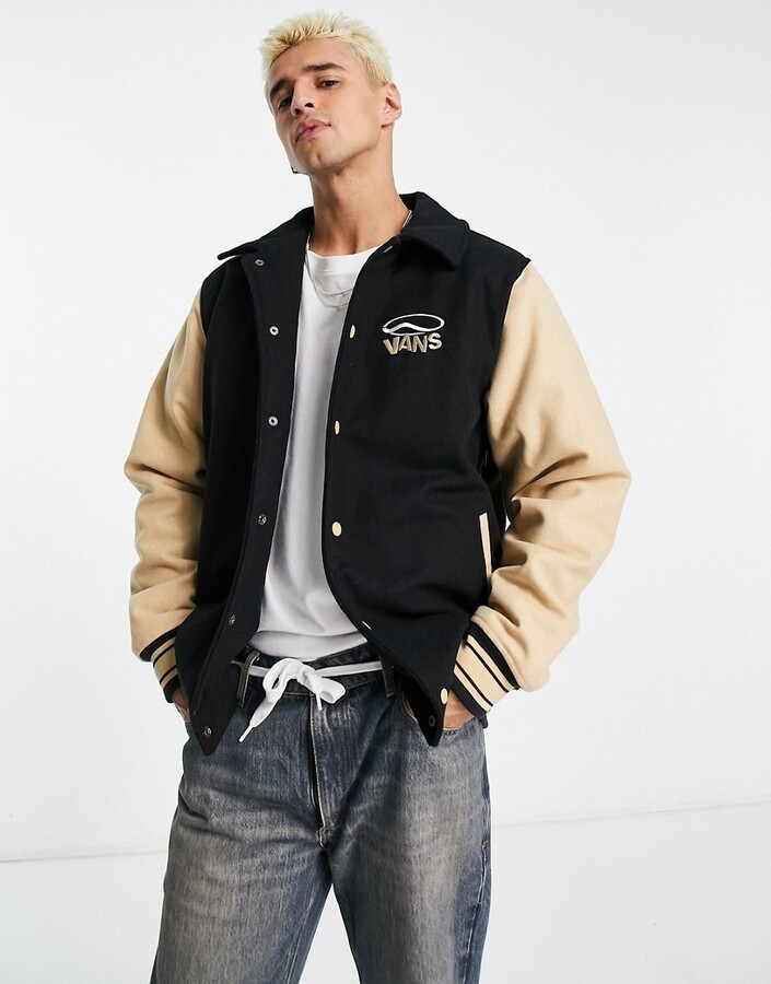 Vans Thomas varsity jacket in camel - ShopStyle