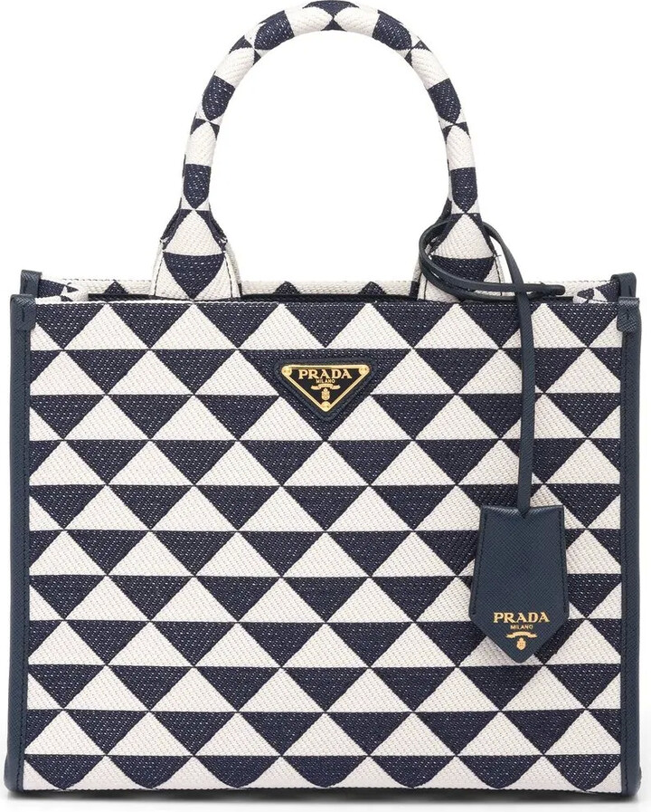 Prada small Symbole embroidered tote bag - ShopStyle