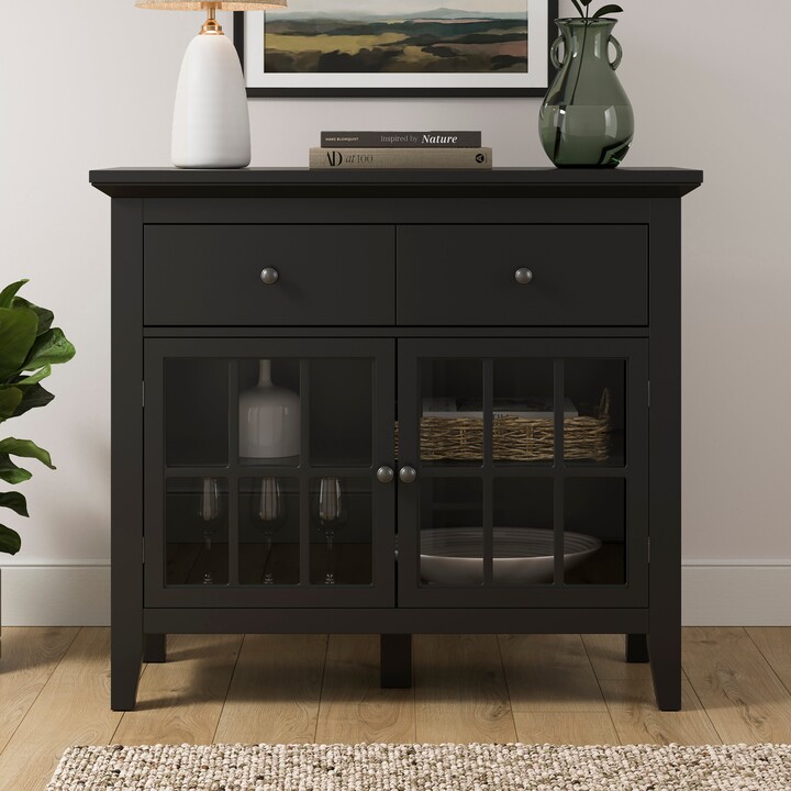 Dunelm Lynton Glazed Small Black Sideboard Black - ShopStyle