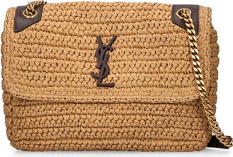 Saint Laurent medium Niki raffia shoulder bag - ShopStyle