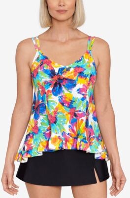 Swim Solutions Women's Princess-Seam Hi-Low Tankini Top, Created For ...