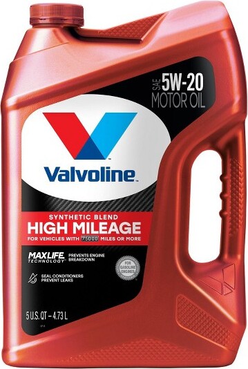 Valvoline High Mileage with MaxLife Technology Motor Oil SAE 5W-20 5 QT ...