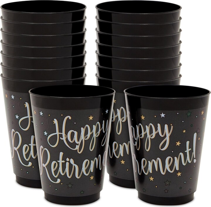 Sparkle And Bash Happy Retirement Party Decorations, Black Plastic Cups ...