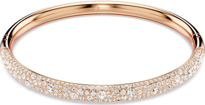 Swarovski Meteora bangle, Snow pavé, White, Rose gold-tone plated ...