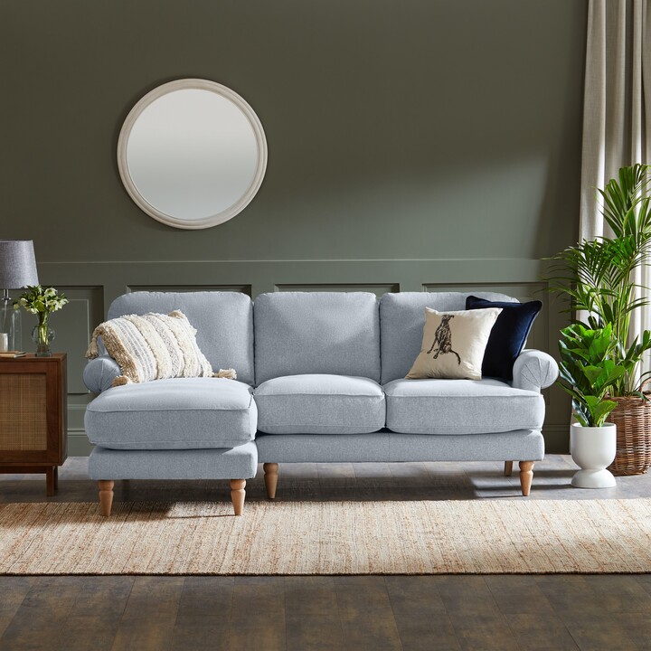 Dunelm Jolene Soft Texture Corner Chaise Sofa Soft Texture Soft Blue ...