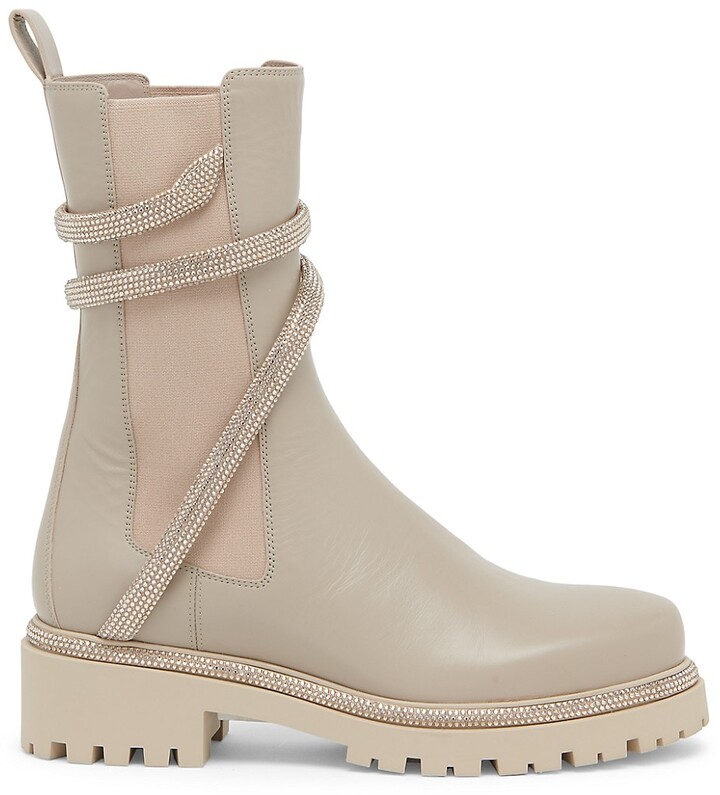 Rene Caovilla Embellished Biker Leather Boots - ShopStyle